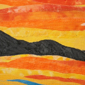 Sunset Fiber Art Quilt: Framed Textile Collage Wall Hanging (24x36) - Etsy