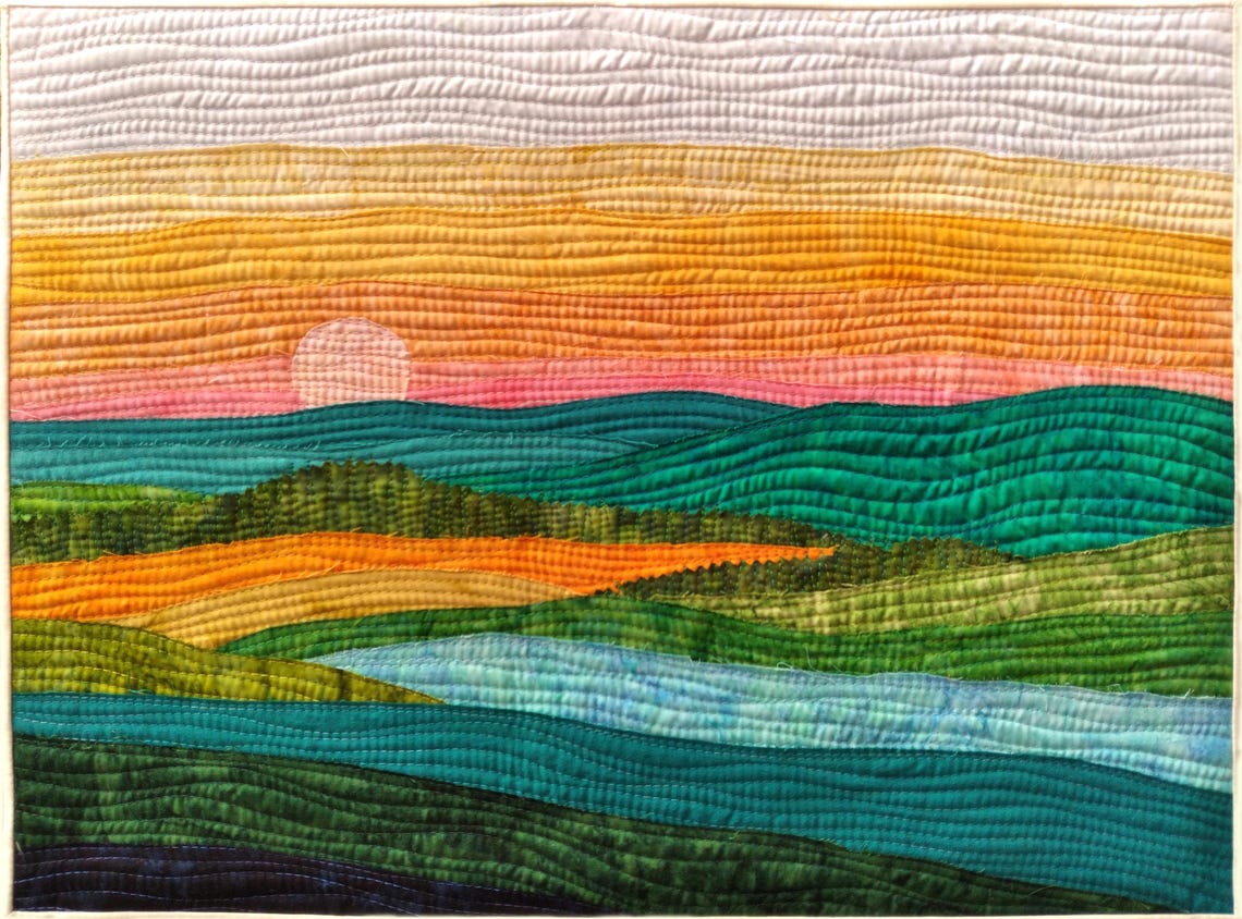 Modern Sunset Landscape Quilt Pattern: 18x24 Wall Hanging (PDF Download ...