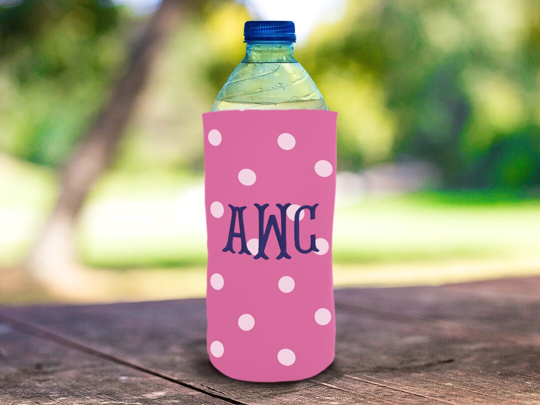 Polka Dot Print Water Bottle Cozie Pink | Neoprene Water Bottle Sleeve ...