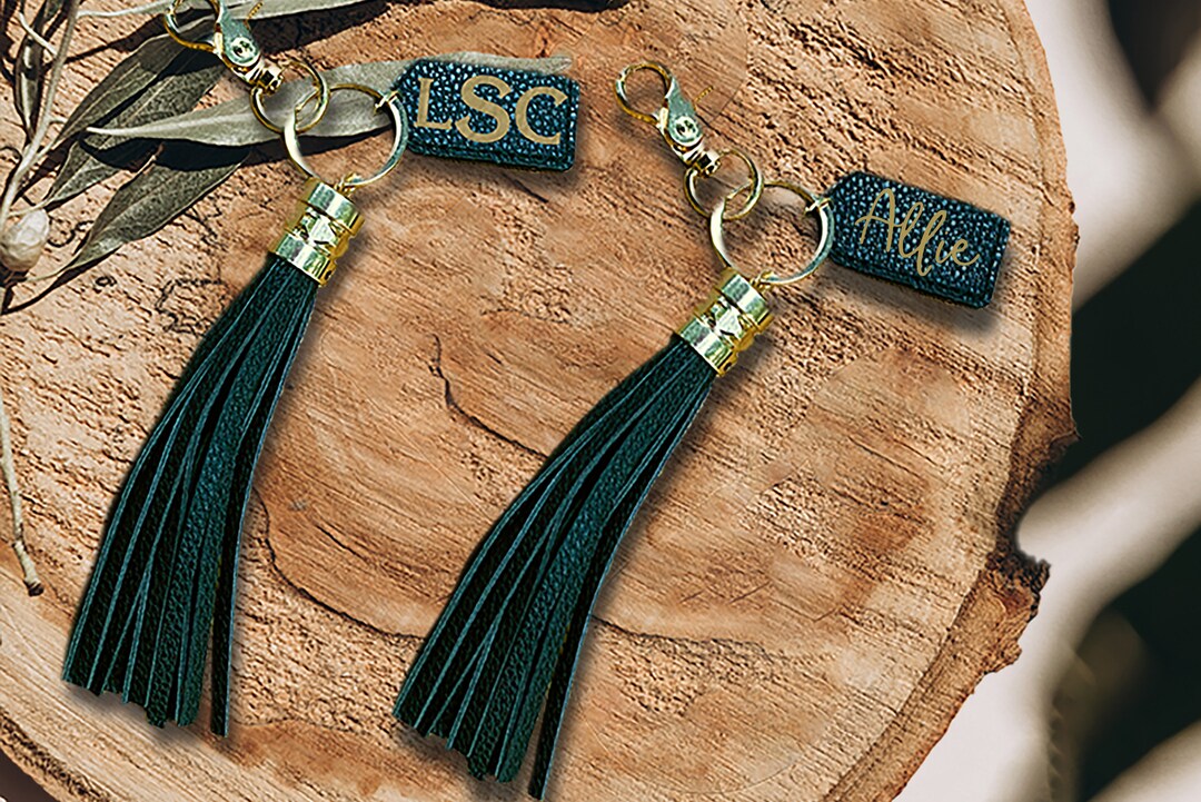 Monogrammed Tassel Keychain, Personalized Keyring With Tassel, Custom ...