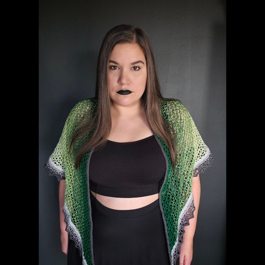 Lilith Shawl (green to Gray) - Etsy