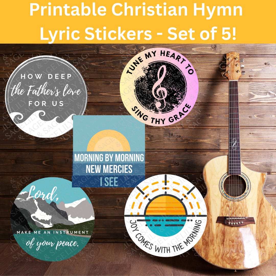 Christian Hymn Lyric Stickers - 5 Pack - Etsy