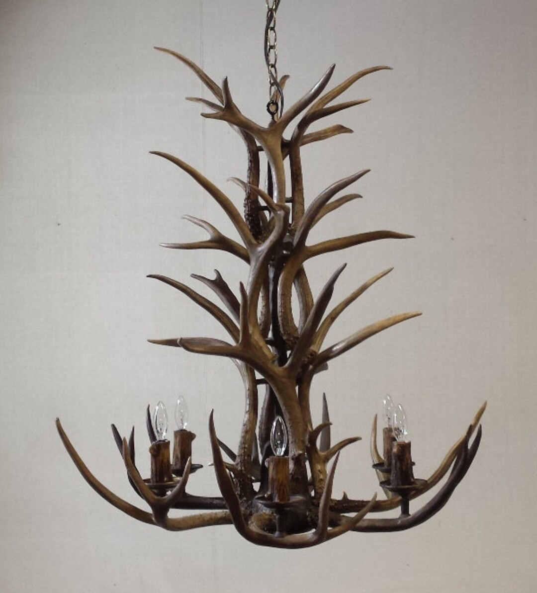 6 Light Down-light / Triple Tier Mule Deer Antler Chandelier - Etsy