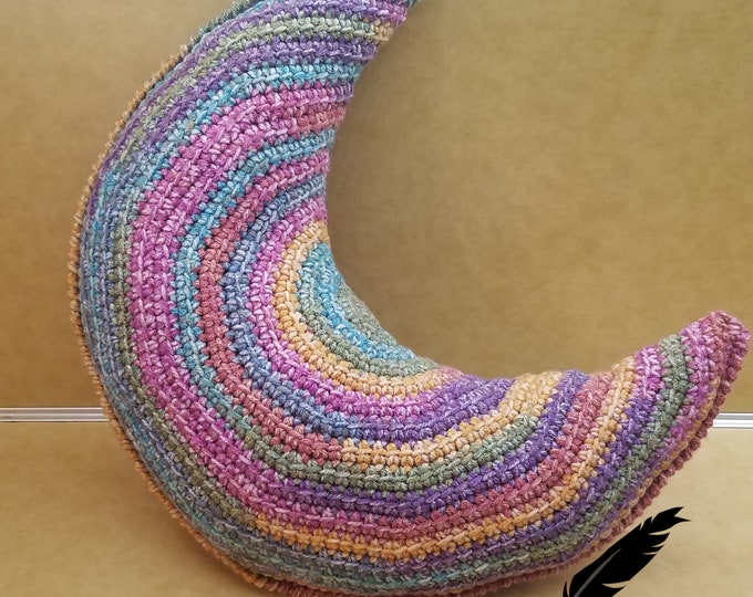 Crochet Crescent Dreams Moon Throw Pillow Candy Colored - Etsy