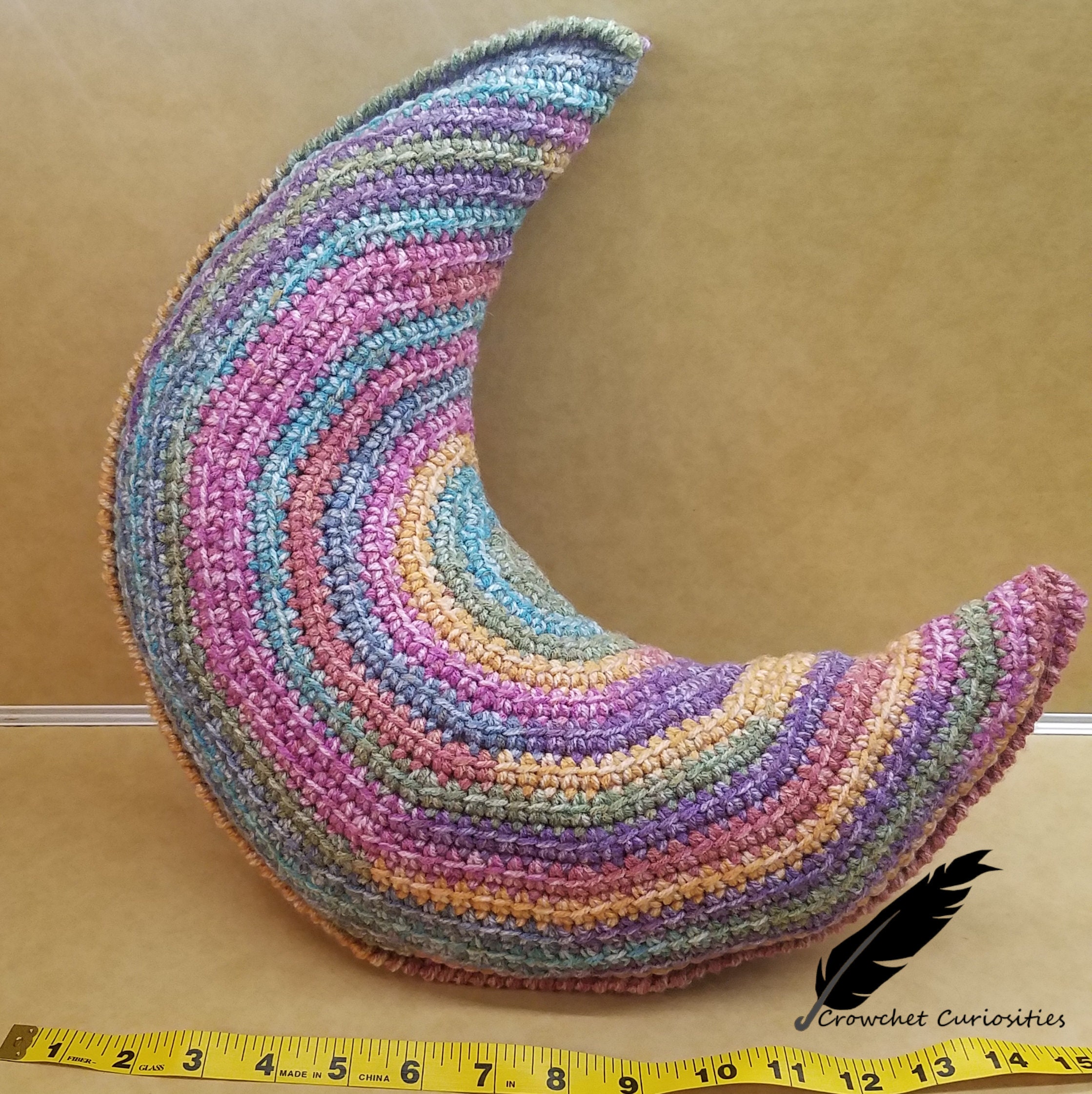 Crochet Crescent Dreams Moon Throw Pillow Candy Colored - Etsy