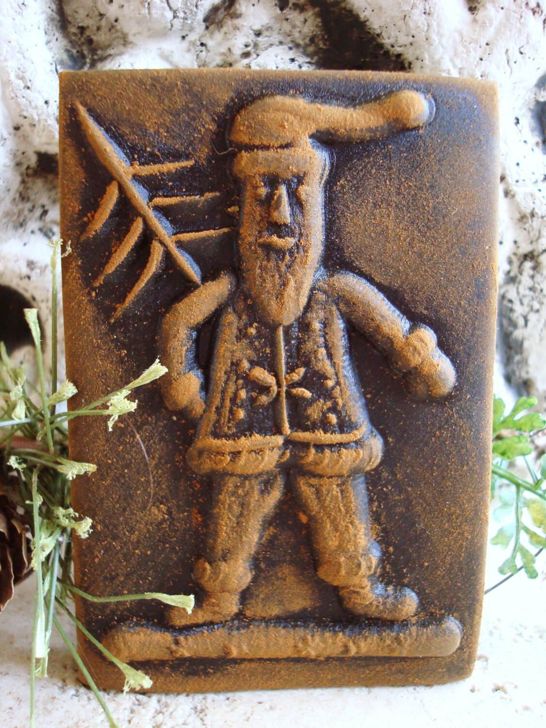 Primitive Blackened Beeswax SANTA Springerle Christmas | Etsy