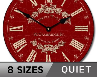 Red Wall Clock | Etsy