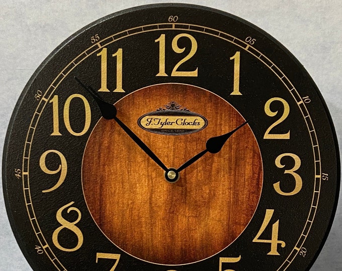 Rustic Black & Wood Wall Clock, 8 Sizes!!, EXTRA Quiet Mechanism ...