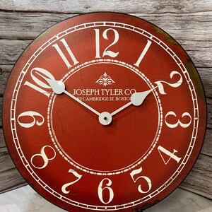 Red & White Wall Clock, 8 Sizes to Choose, Made in USA, Lifetime ...