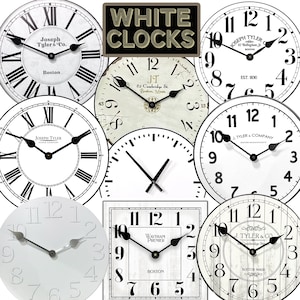 9 White Clock Styles to Choose, 8 Sizes!!, EXTRA Quiet Mechanism ...