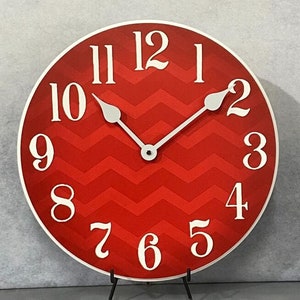 Chevron Red Wall Clock, 8 Sizes to Choose, Made in USA, Lifetime ...