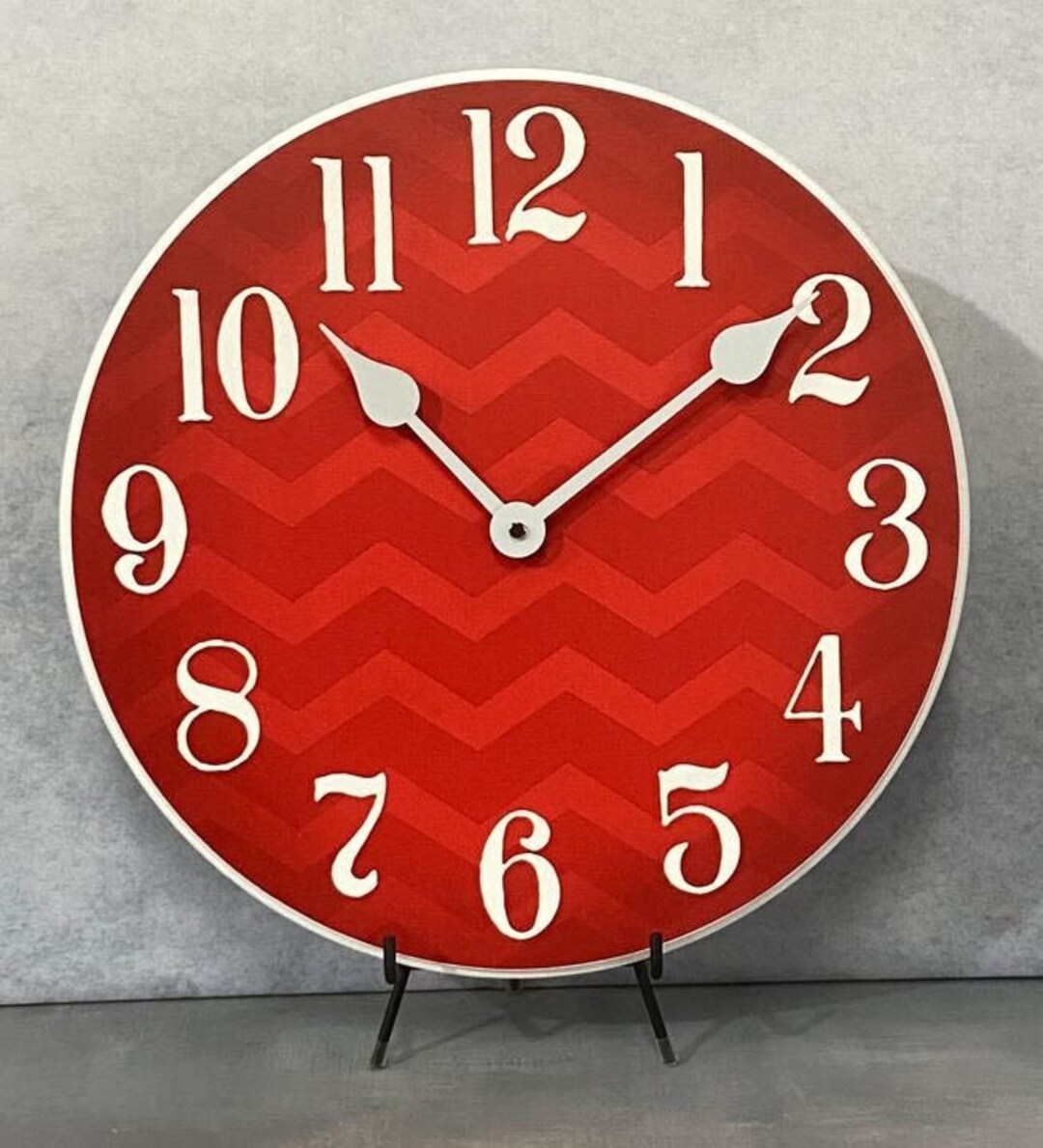 Chevron Red Wall Clock, 8 Sizes to Choose, Made in USA, Lifetime ...