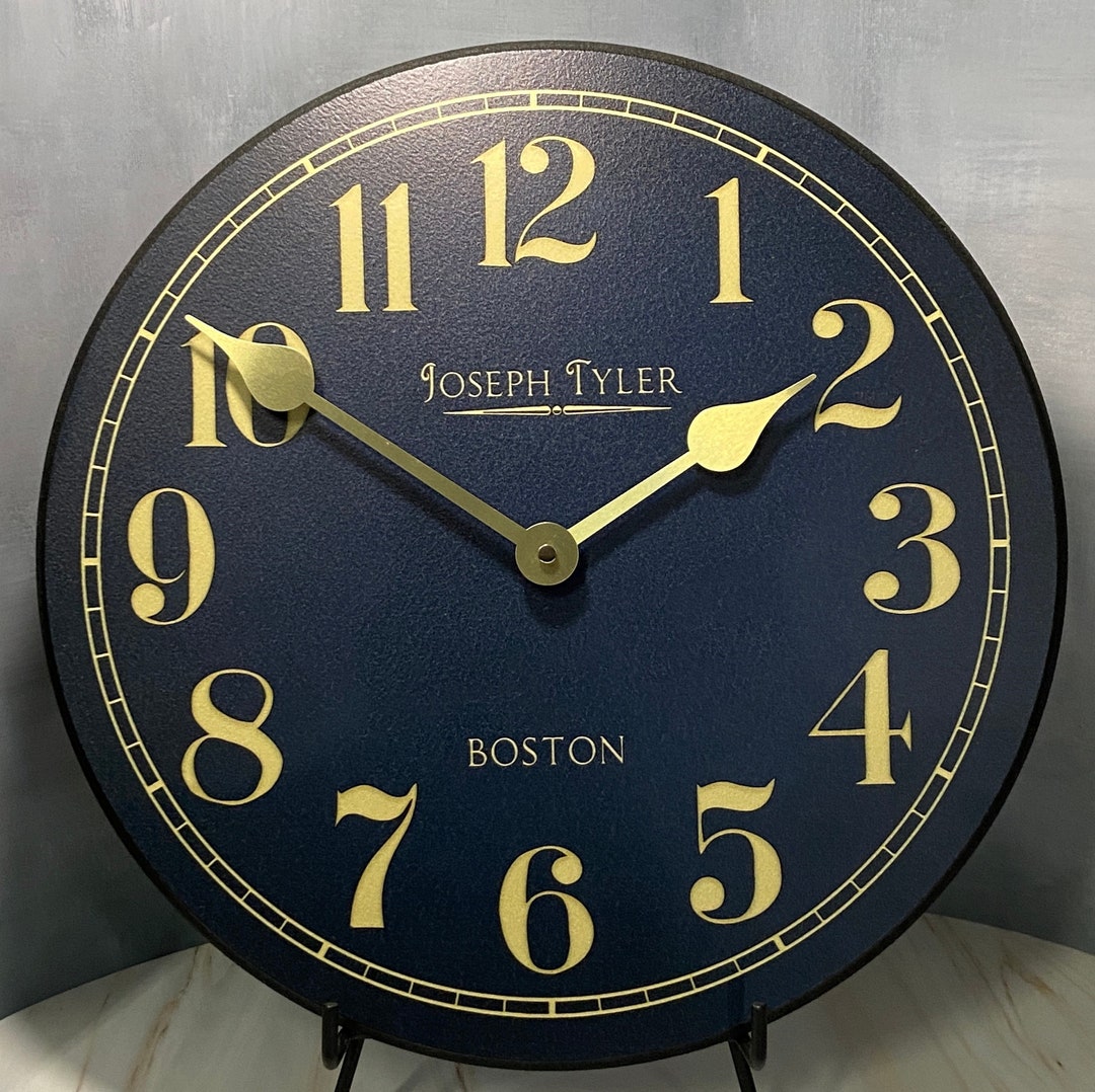 Navy & Gold Wall Clock, 8 Sizes, Large Wall Clock, Extra QUIET ...