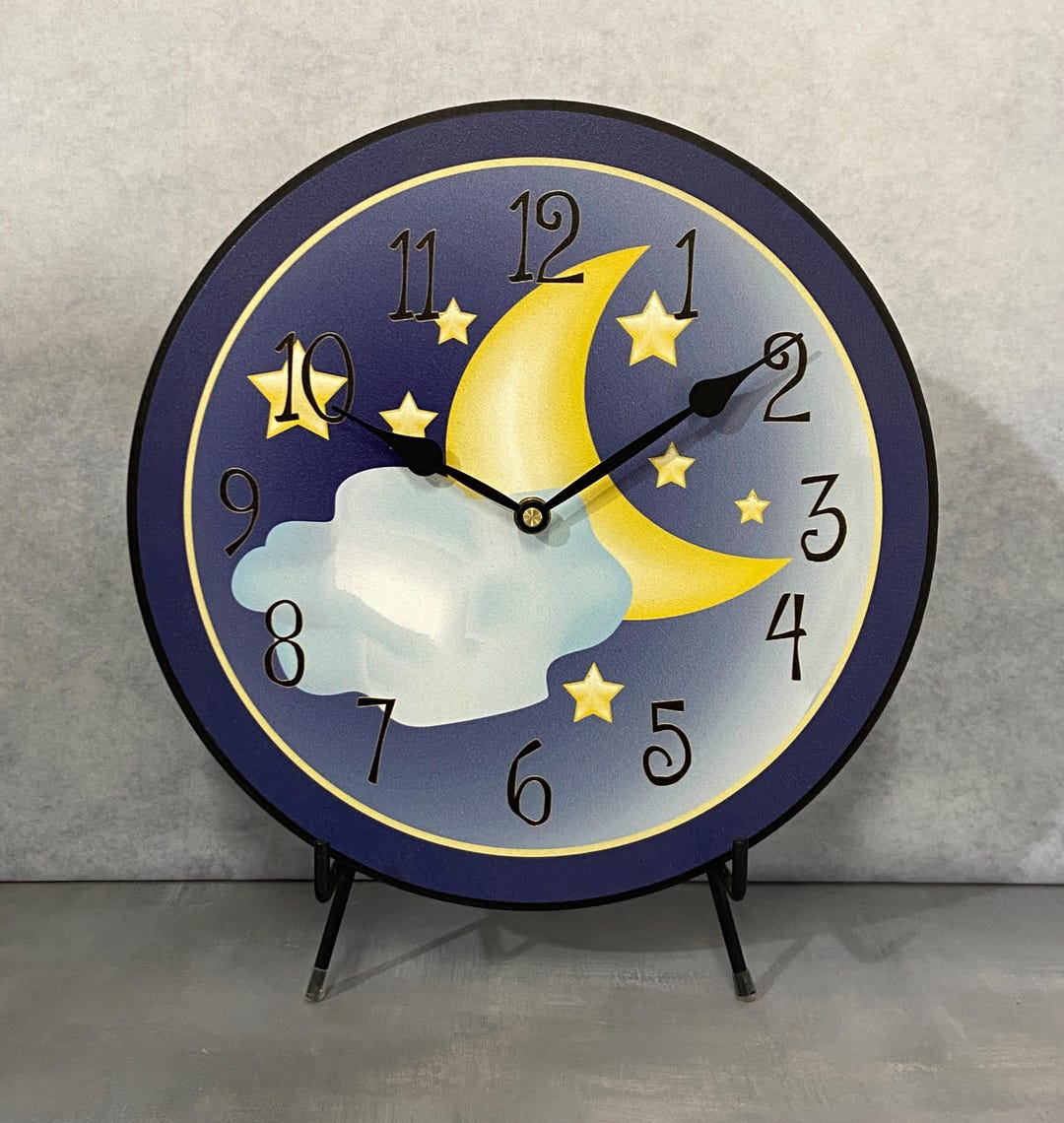 Moon & Stars Wall Clock, 8 Sizes to Choose, Made in USA, Lifetime ...