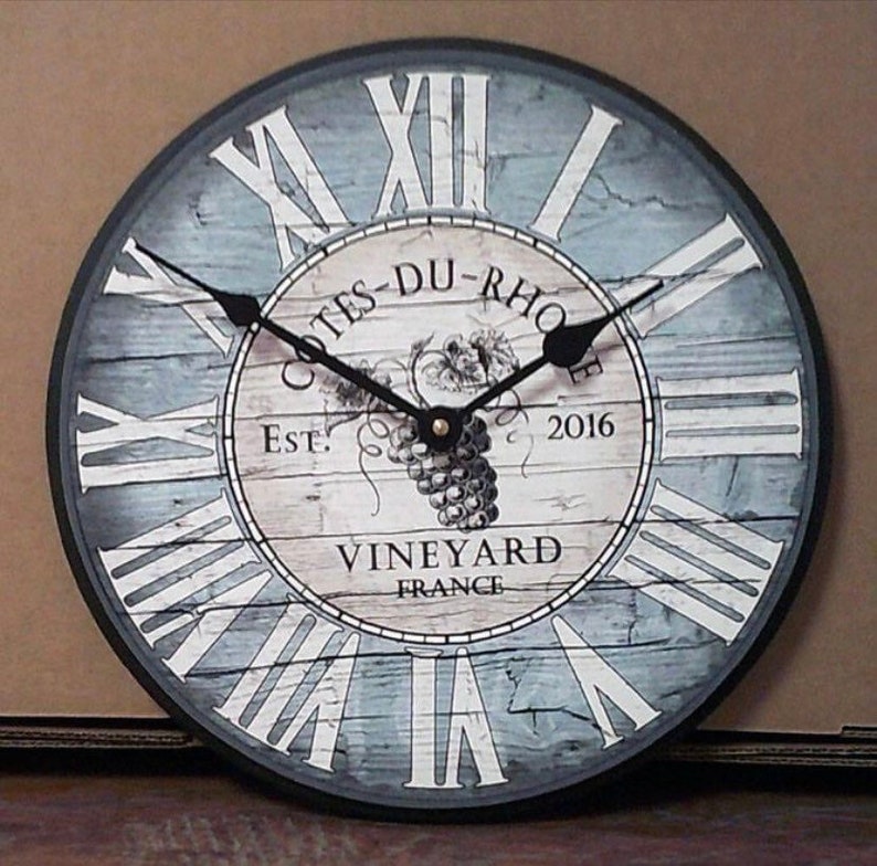 Wine Barrel Lid Blue Clock Large Wall Clock Choose From 8 - Etsy