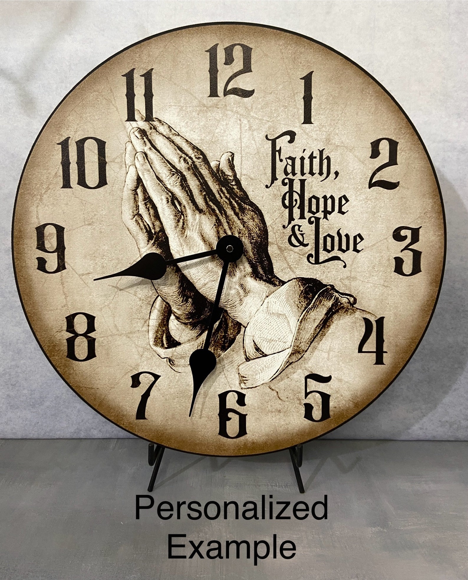 Parchment Praying Hands Wall Clock, Large Wall Clock, Choose From 8 ...