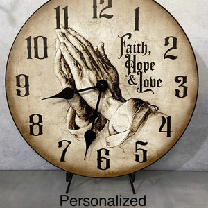 Parchment Praying Hands Wall Clock, Large Wall Clock, Choose From 8 ...