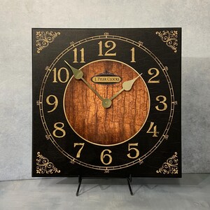 Black & Wood Square Wall Clock, 5 Sizes to Choose, Made in USA ...