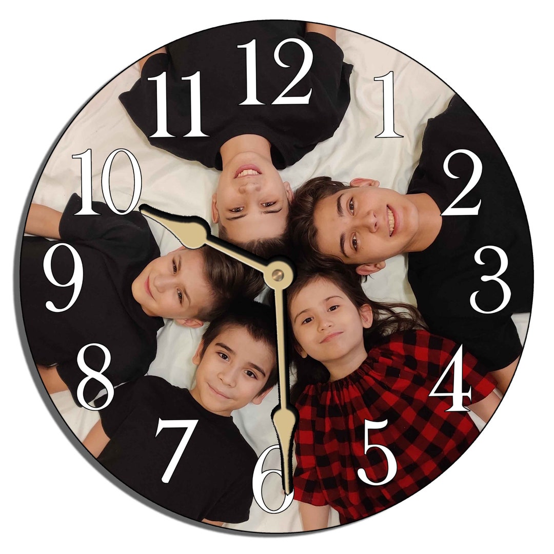 Personalized Round Photo Wall Clock Large Wall Clock QUIET - Etsy