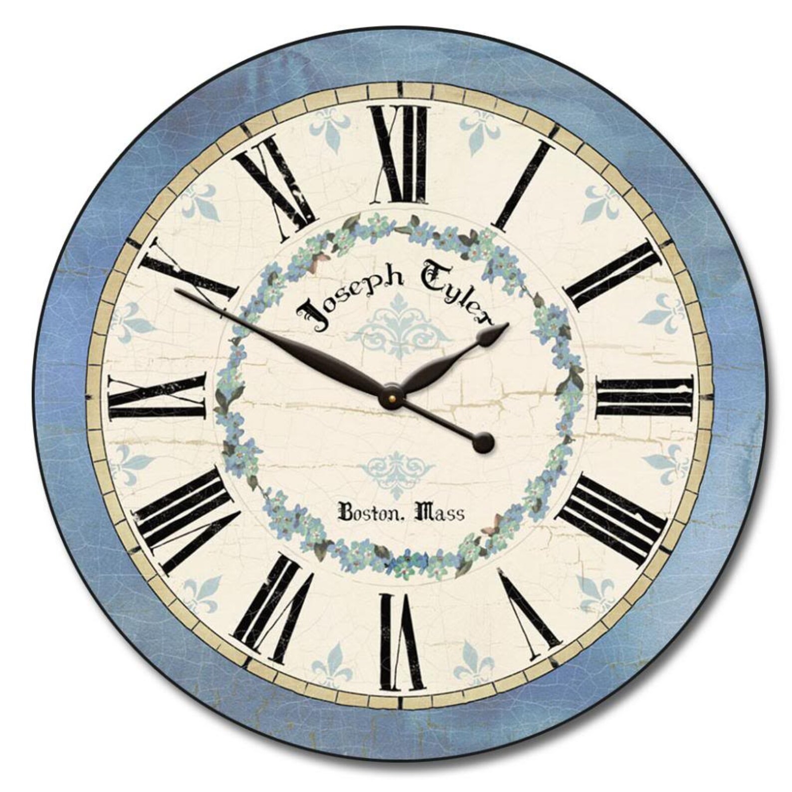 Blue Flower Wall Clock - Etsy