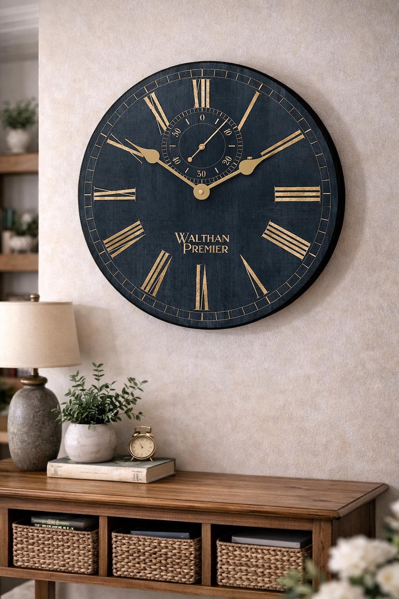 Navy Alston Walton Clock , 8 Sizes!!, EXTRA Quiet Mechanism, Lifetime ...