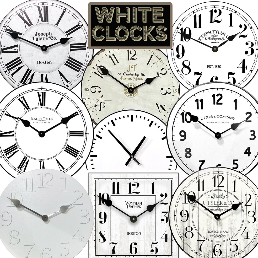 9 White Clock Styles to Choose, 8 Sizes!!, EXTRA Quiet Mechanism ...