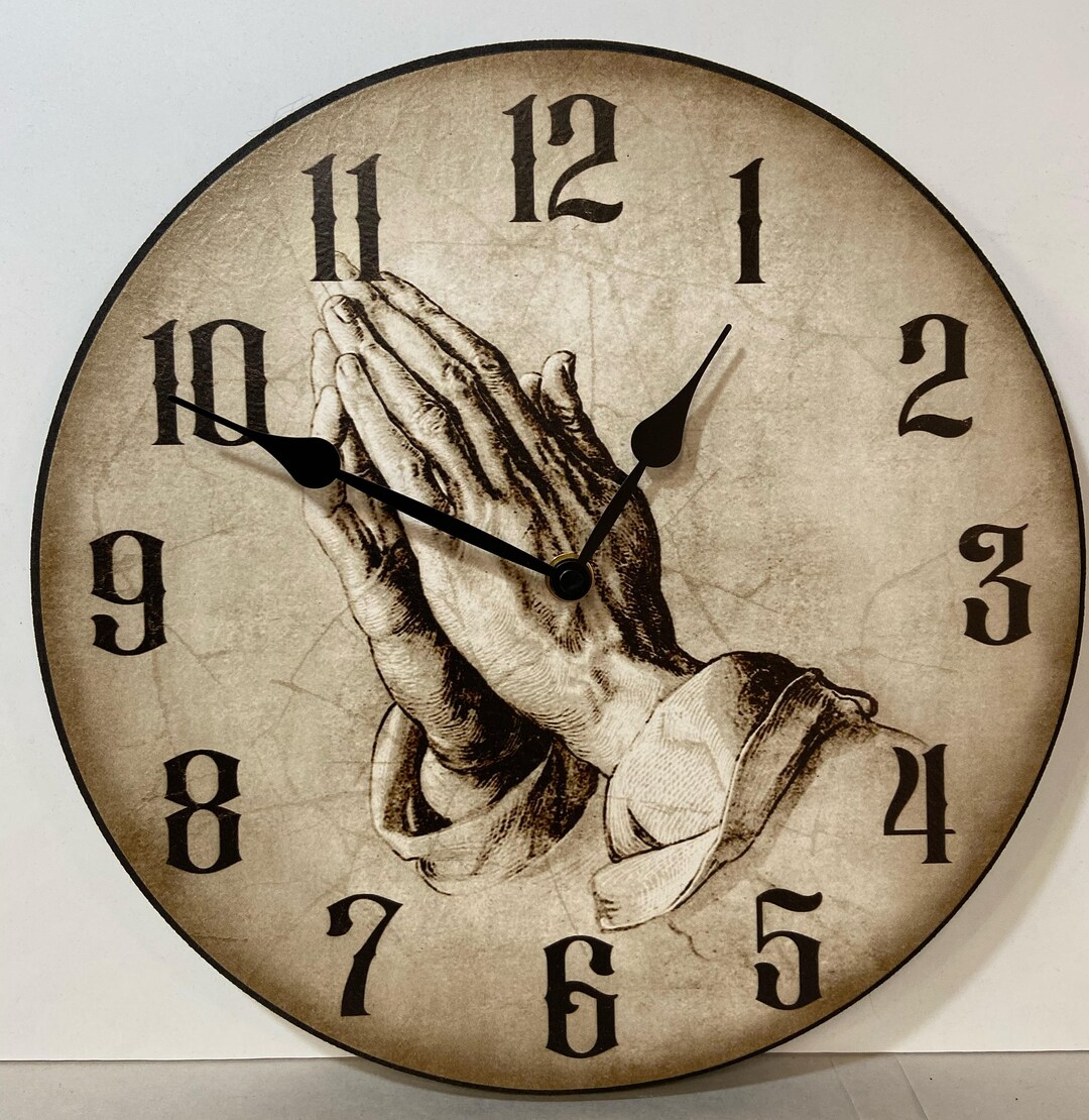 Parchment Praying Hands Wall Clock Large Wall Clock Choose - Etsy
