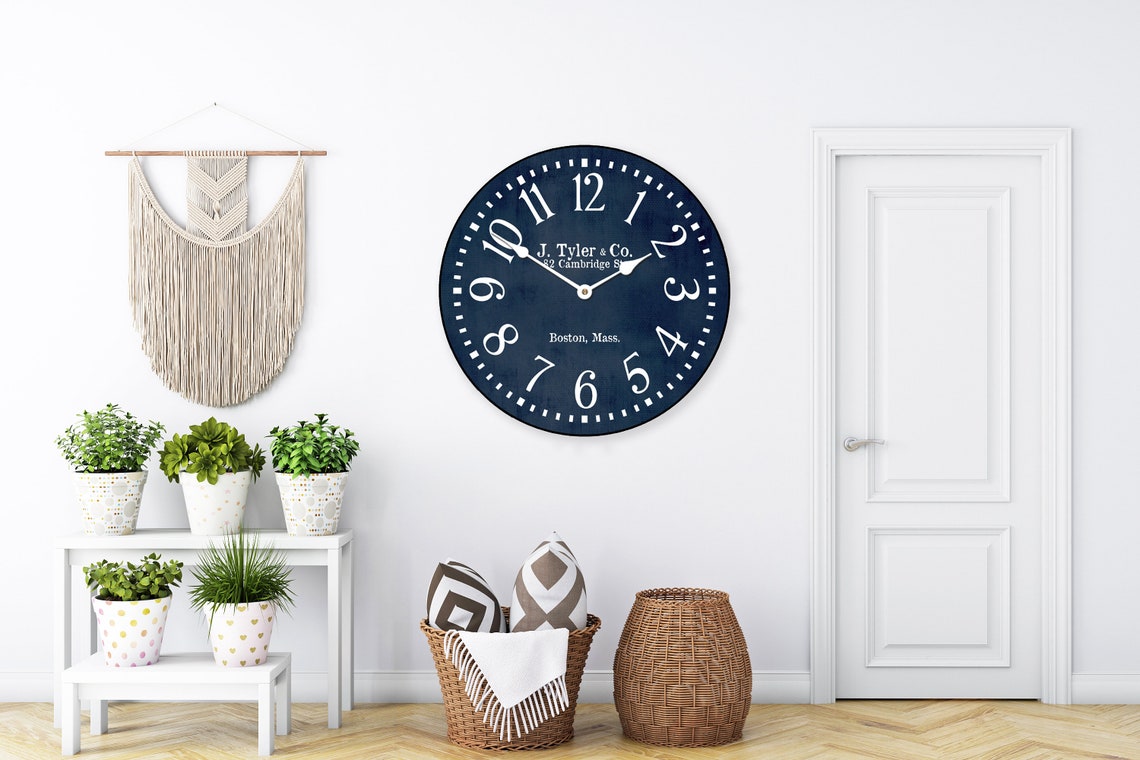Navy Blue Wall Clock Large Wall Clock Choose From 8 Sizes. - Etsy Canada