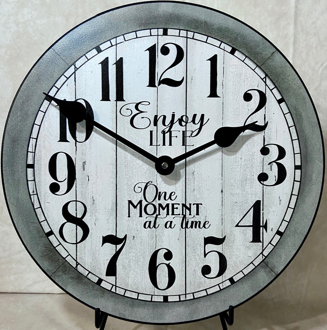 Enjoy Life Gray Wall Clock, 8 Sizes!!, EXTRA Quiet Mechanism, Lifetime ...