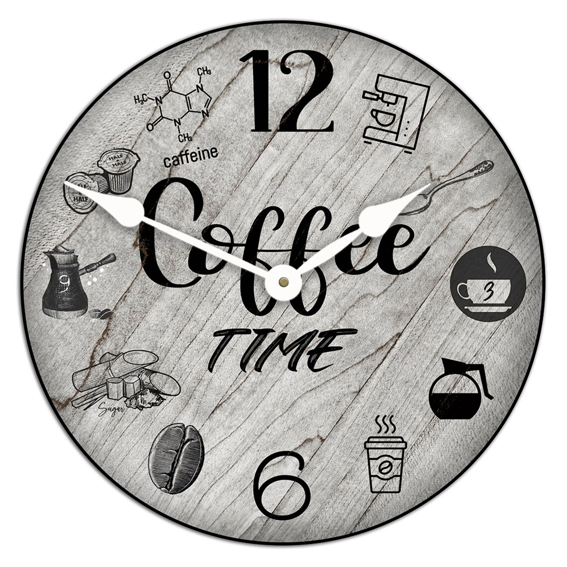 Coffee Time Wall Clock Large Wall Clock Choose From 8 Sizes. | Etsy