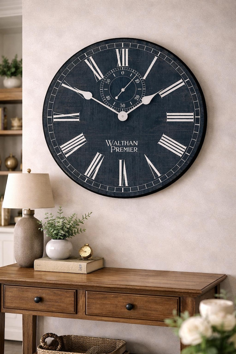 Navy Alston Walton Clock , 8 Sizes!!, EXTRA Quiet Mechanism, Lifetime ...