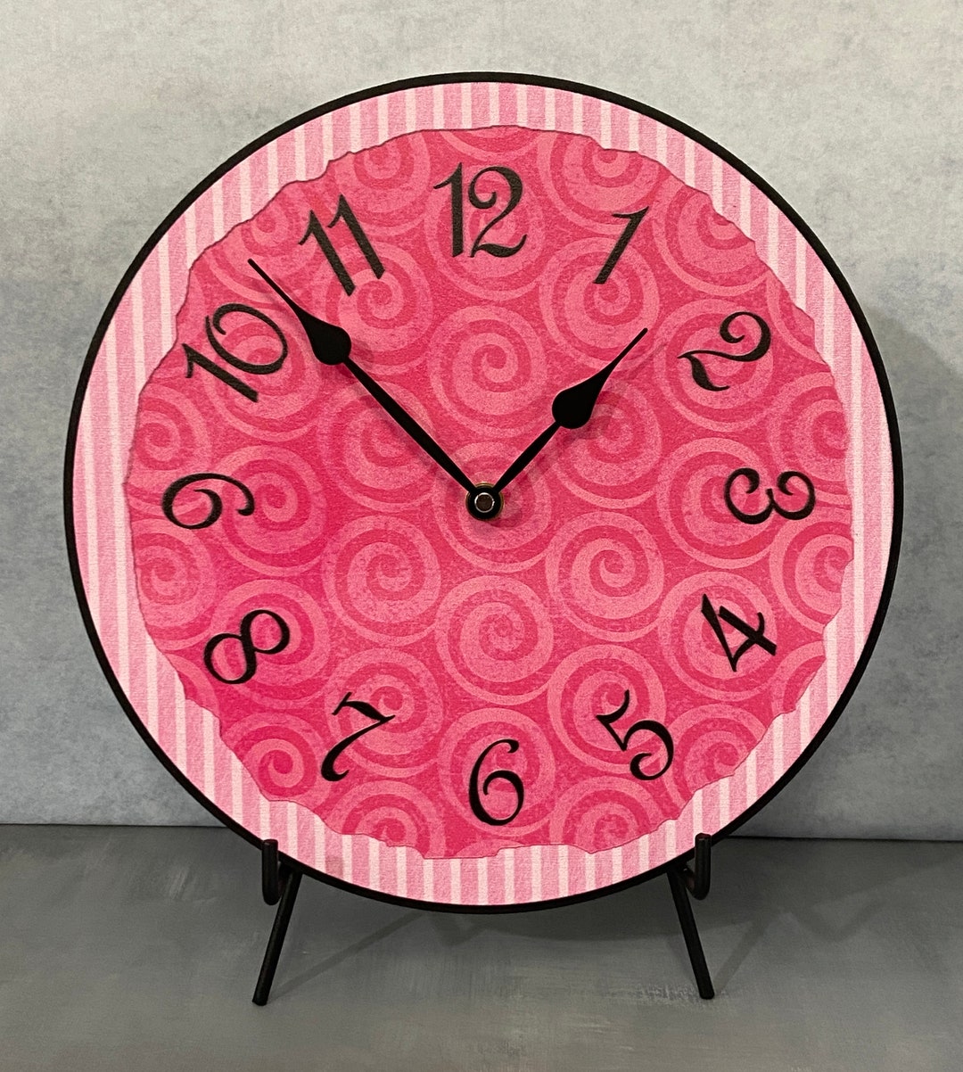 Hot Pink Swirls Wall Clock, 8 Sizes, EXTRA Quiet Mechanism, Lifetime ...
