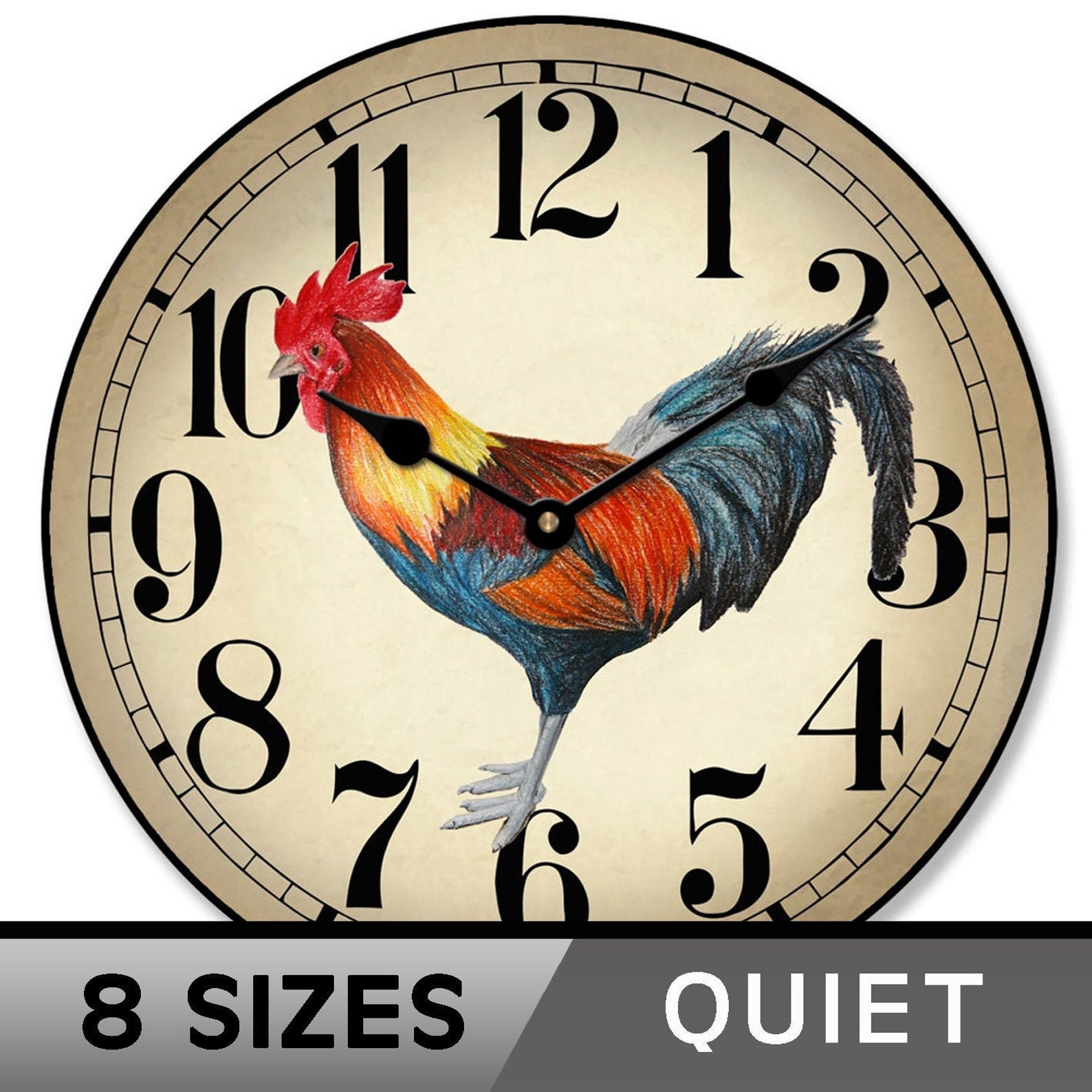 Fancy Rooster Wall Clock 8 Sizes to Choose Made in USA - Etsy