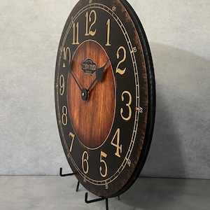Rustic Black & Wood Wall Clock, 8 Sizes!!, EXTRA Quiet Mechanism ...