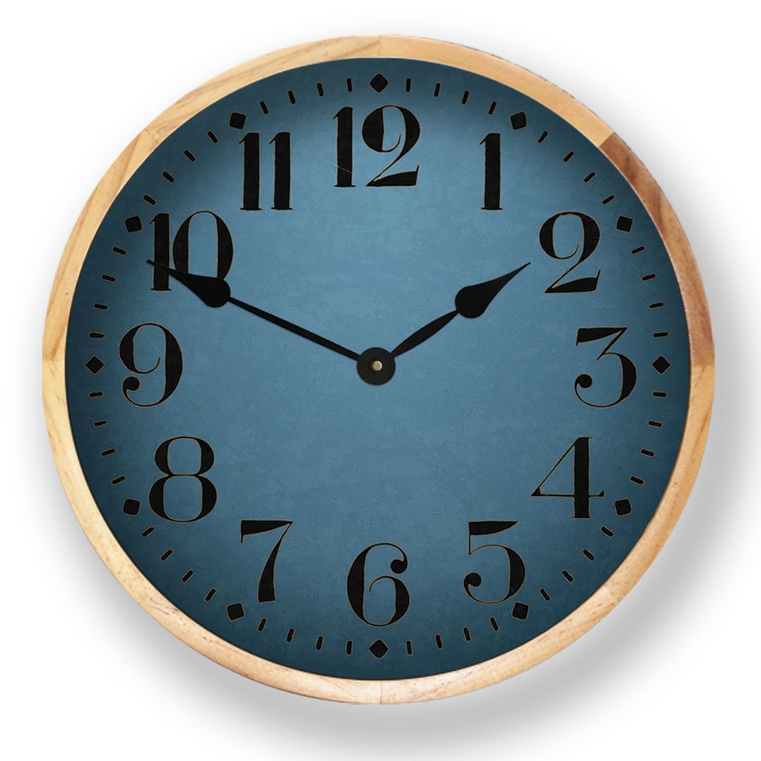 Houston Blue Clock, Large Wall Clock, Choose From 8 Sizes. Extra QUIET ...