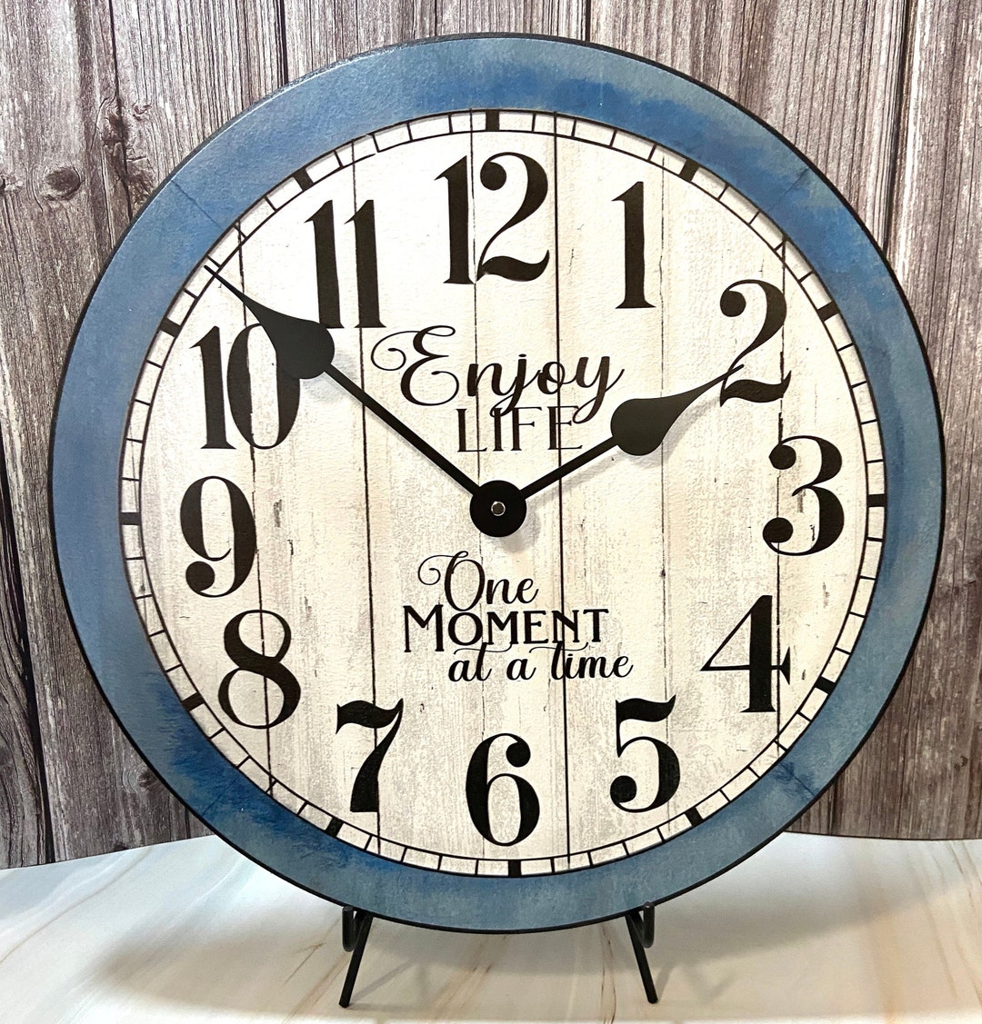 Enjoy Life Blue Wall Clock, 8 Sizes, EXTRA Quiet Mechanism, Lifetime ...