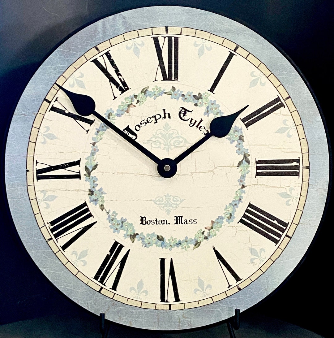 Blue Flower Wall Clock, 8 Sizes, EXTRA Quiet Mechanism, Lifetime ...