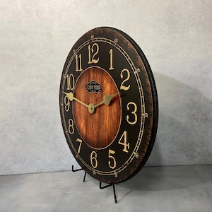 Rustic Black & Wood Wall Clock, 8 Sizes!!, EXTRA Quiet Mechanism ...