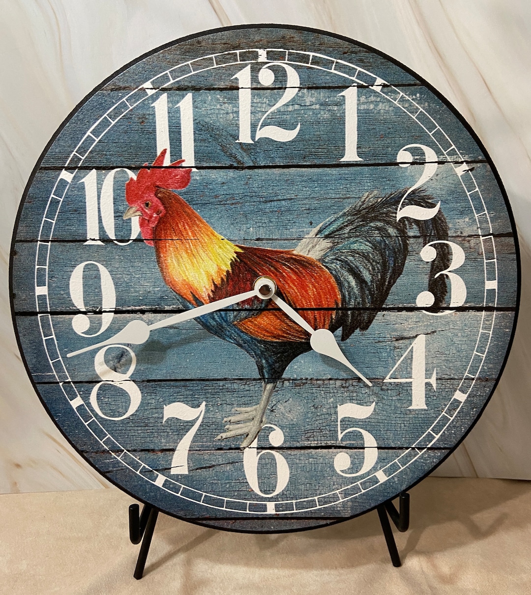 Barnwood Blue Rooster Wall Clock Whisper Quiet Lifetime - Etsy