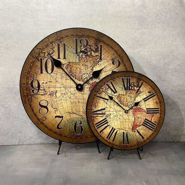 World Map Wall Clock - Etsy