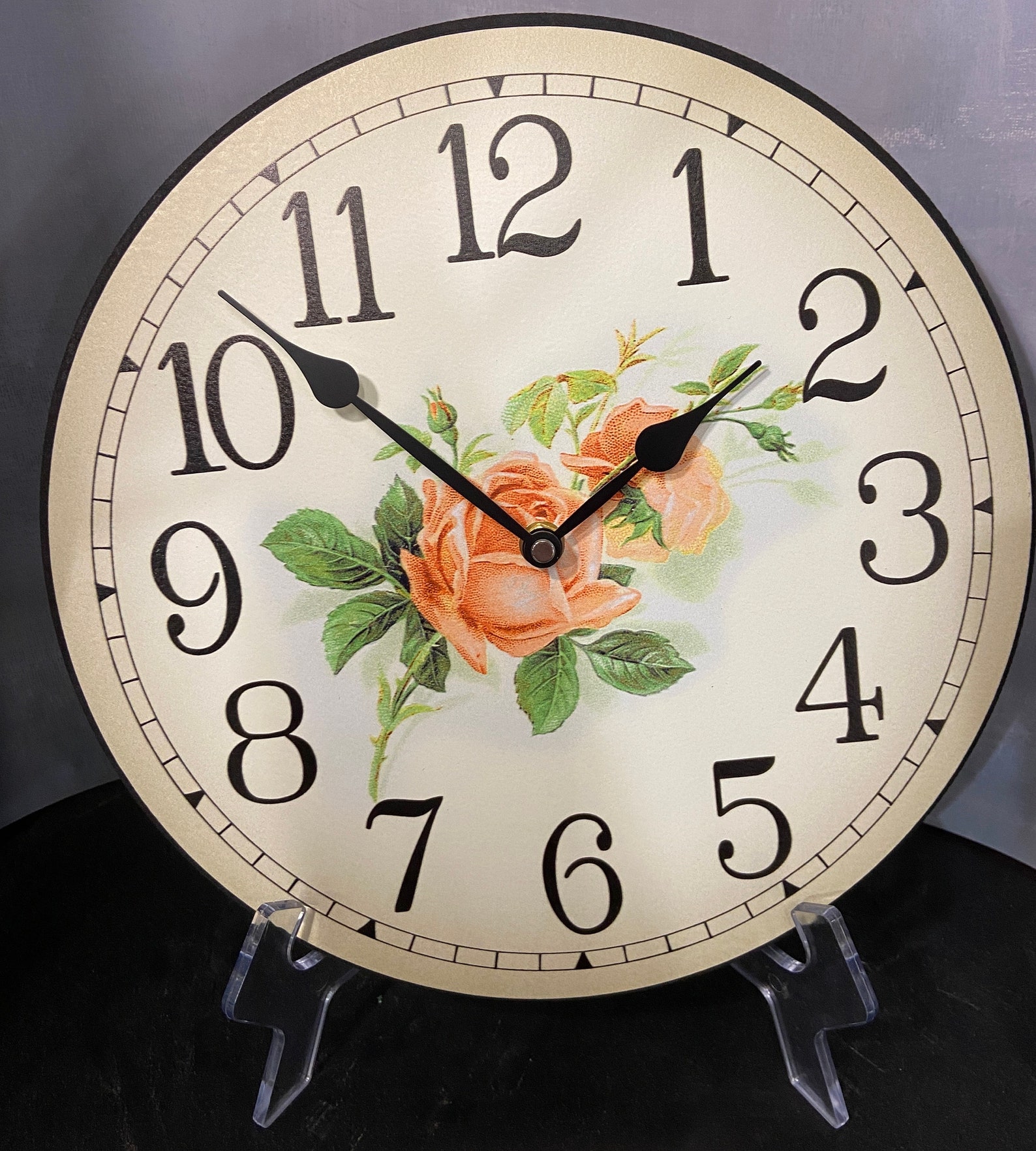 Rose Wall Clock, Whisper Quiet, Comes in 8 Sizes, Lifetime Warranty - Etsy