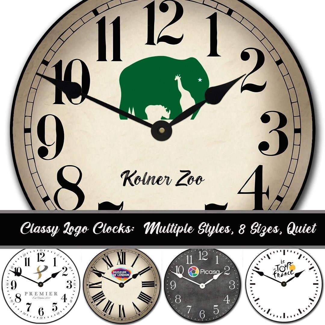 Personalized Logo Round Wall Clock 2, Large Wall Clock, Choose From 8 ...