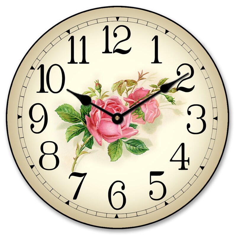Rose Wall Clock, Whisper Quiet, Comes in 8 Sizes, Lifetime Warranty - Etsy