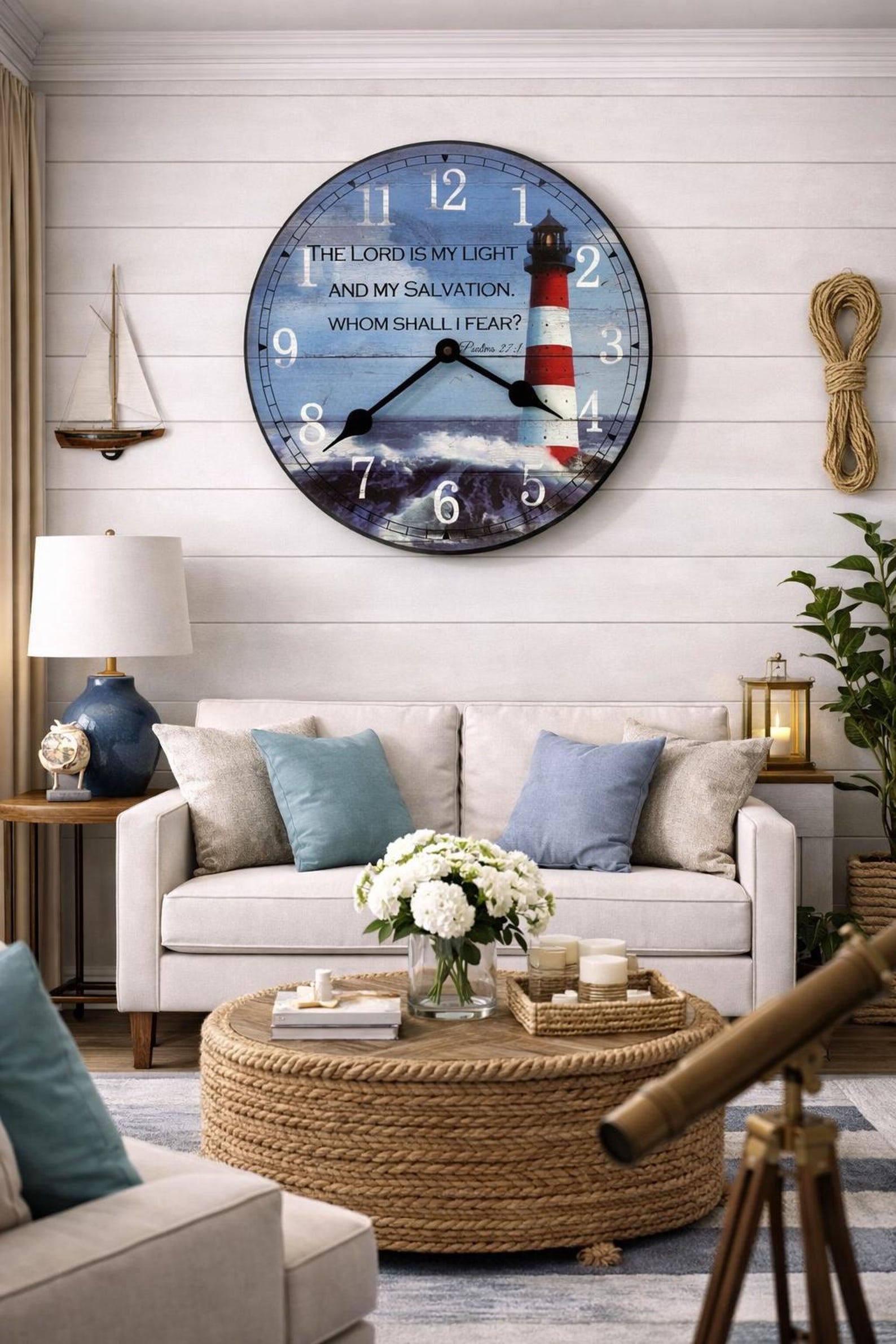 Lighthouse Wall Clock, Large Wall Clock, Choose From 8 Sizes. Extra ...