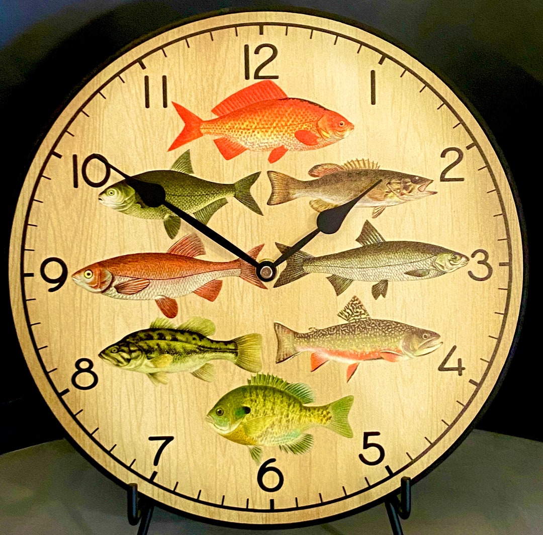 Fishing Wall Clock 5, 8 Sizes to Choose, Made in USA, Lifetime Warranty ...