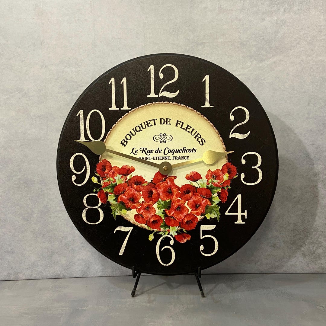 Poppies Wall Clock, 8 Sizes to Choose, Made in USA, Lifetime Warranty ...