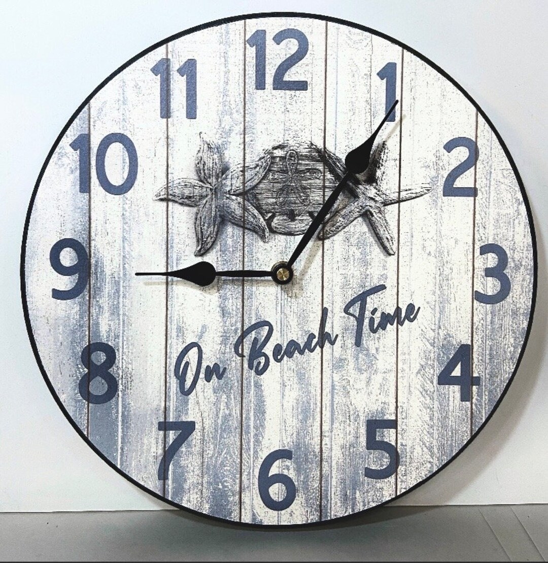 On Beach Time Wall Clock Large Wall Clock Choose From 8 - Etsy