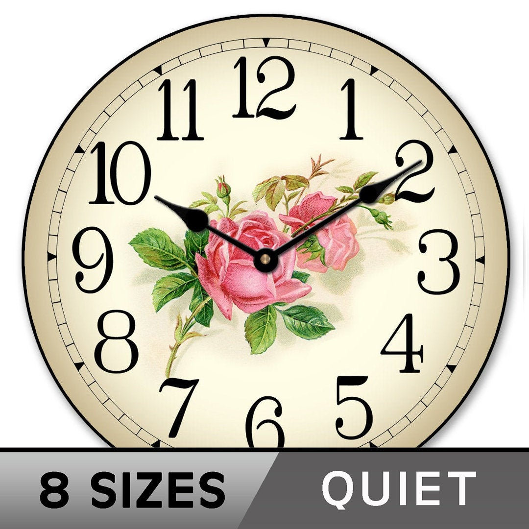 Rose Wall Clock Whisper Quiet Comes in 8 Sizes Lifetime | Etsy