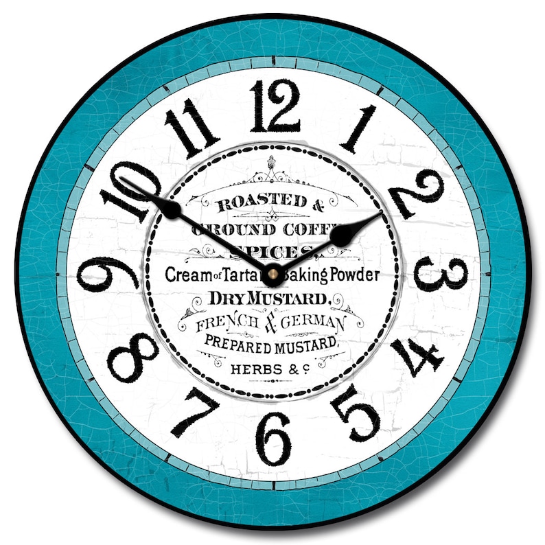 Kitchen Pantry Teal Wall Clock - Etsy