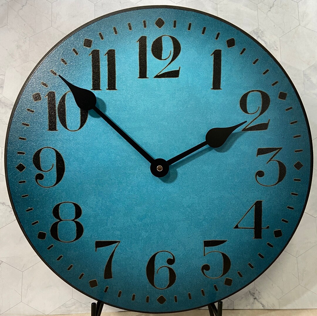 Houston Blue Clock, Large Wall Clock, Choose From 8 Sizes. Extra QUIET ...
